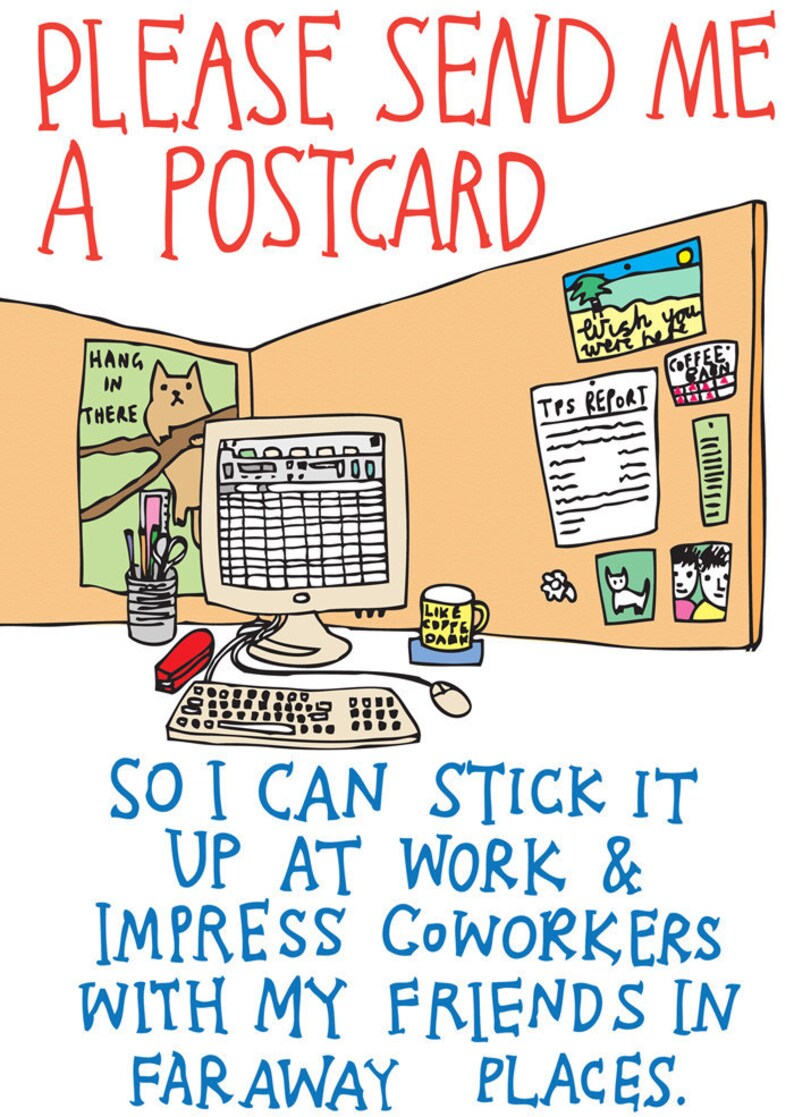 Going Away Card Please Send Me A Postcard - Etsy