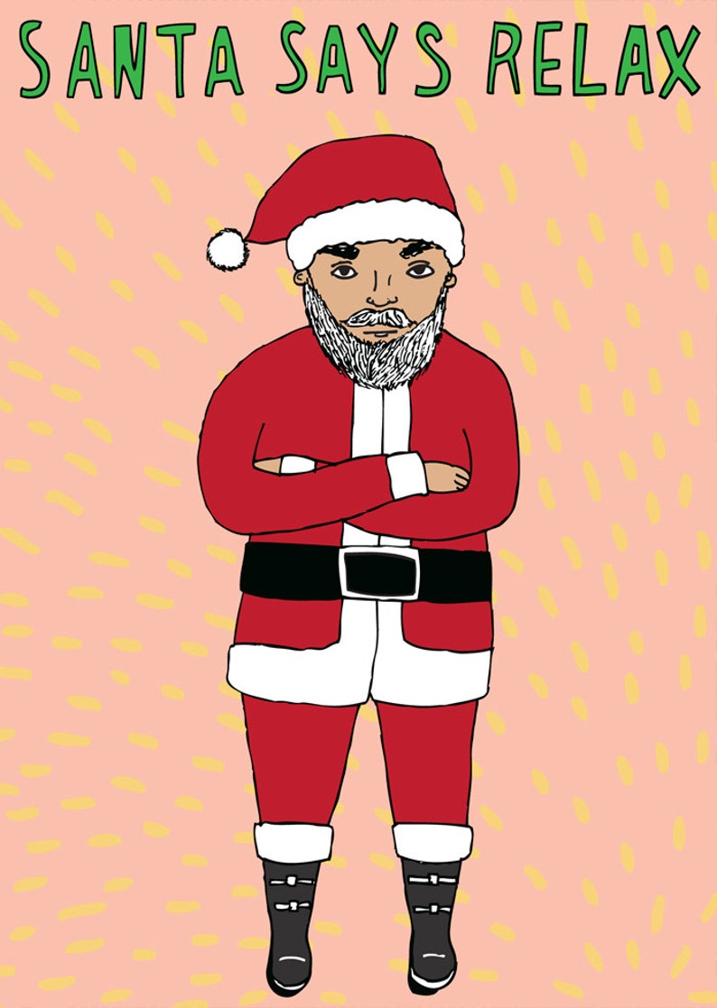 Christmas Cards Santa Says Relax Greeting Card Holiday | Etsy
