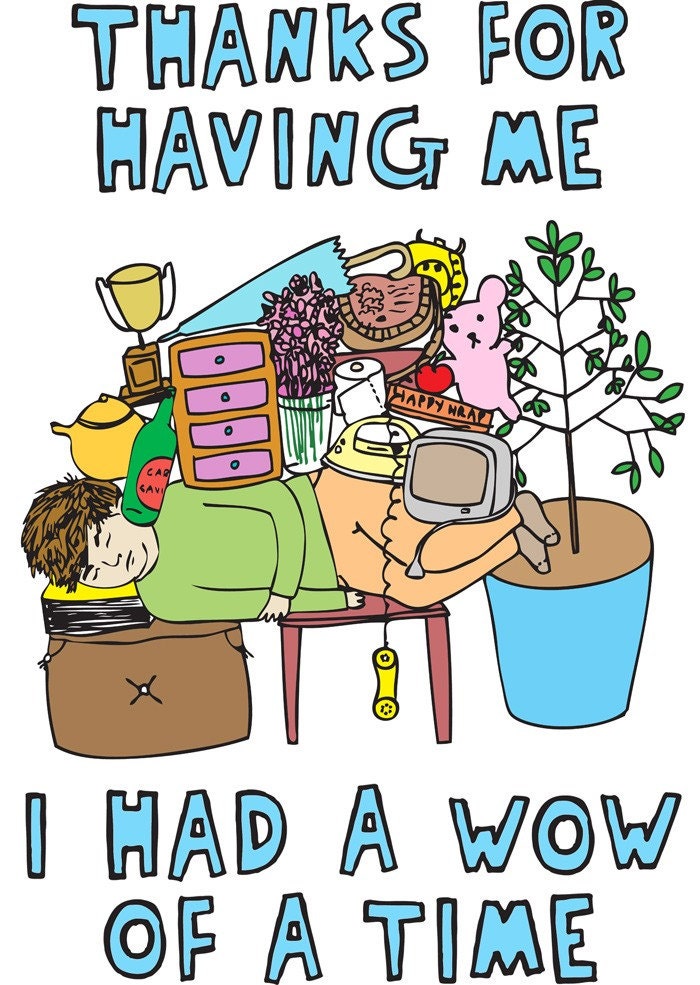 Thank You Card Thanks for having me I had a wow of a time | Etsy