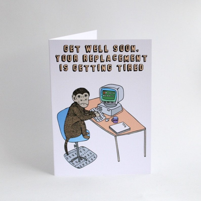 Greeting Card Get Well Soon Your Replacement is Getting - Etsy