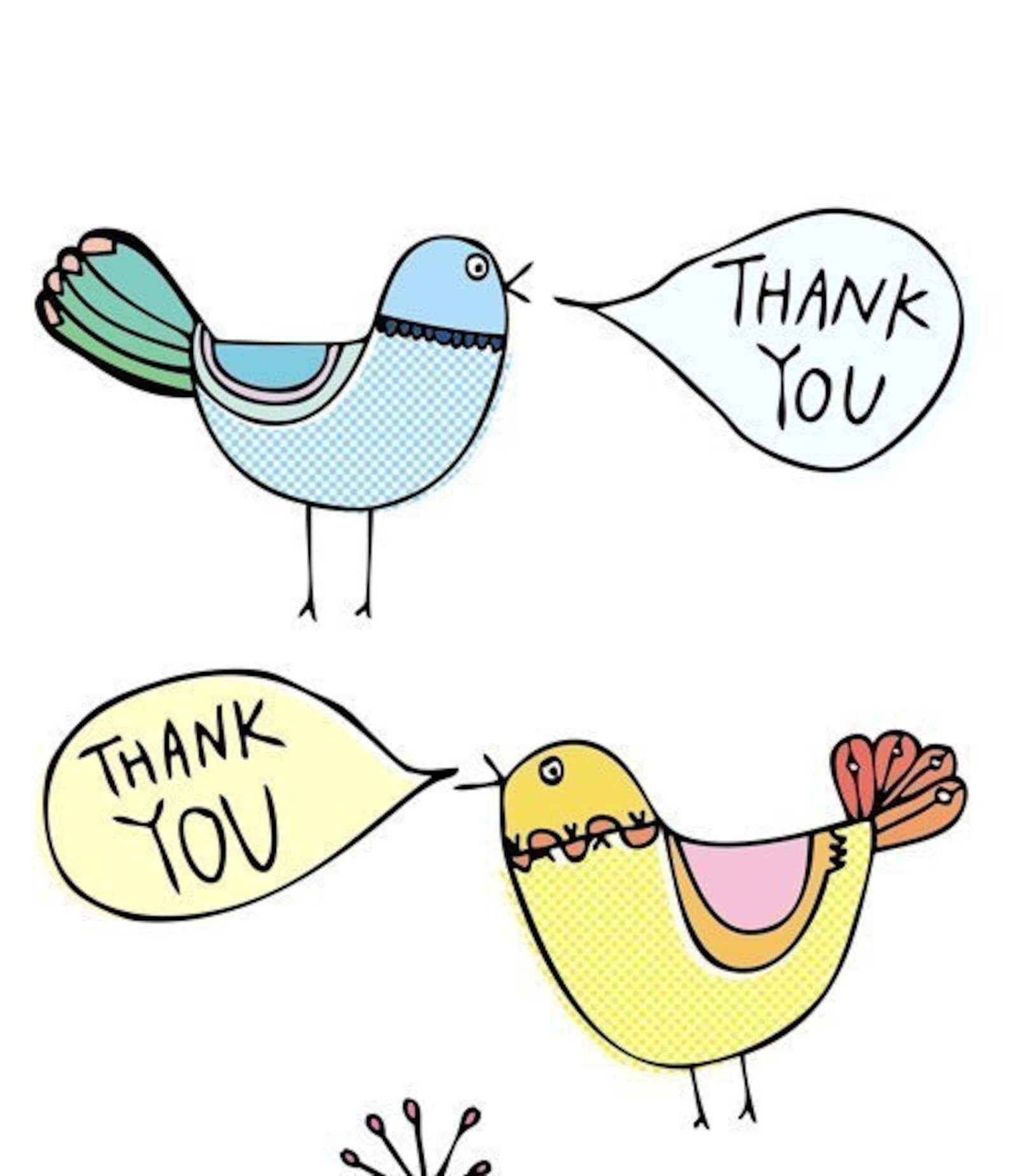 Thank You Card Birds - Etsy