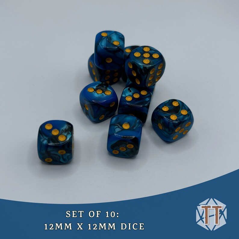 Thousand Sons Dice, Blue Marble Six-sided Die, 12mm D6 Set of 10 ...