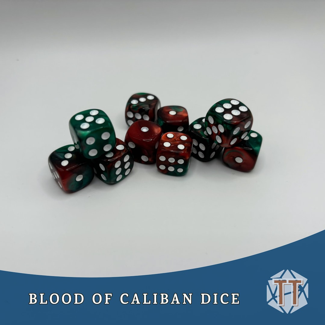 Dark 'BLOOD OF CALIBAN' Dice, Space Angels, Green Red Marble Six-sided ...