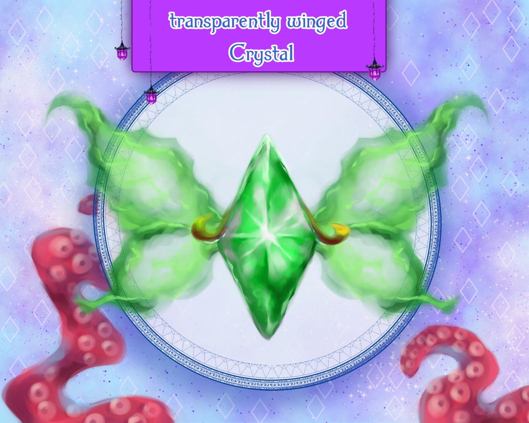 Transparent Winged Crystal PNG Streaming Asset for Twitch, Youtube, Discord Magic Gem Art as ...