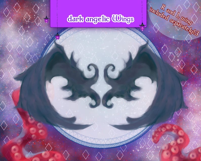 Dark Angelic Wings Subbadge Black Wing PNG Emote, Channelpoint for ...