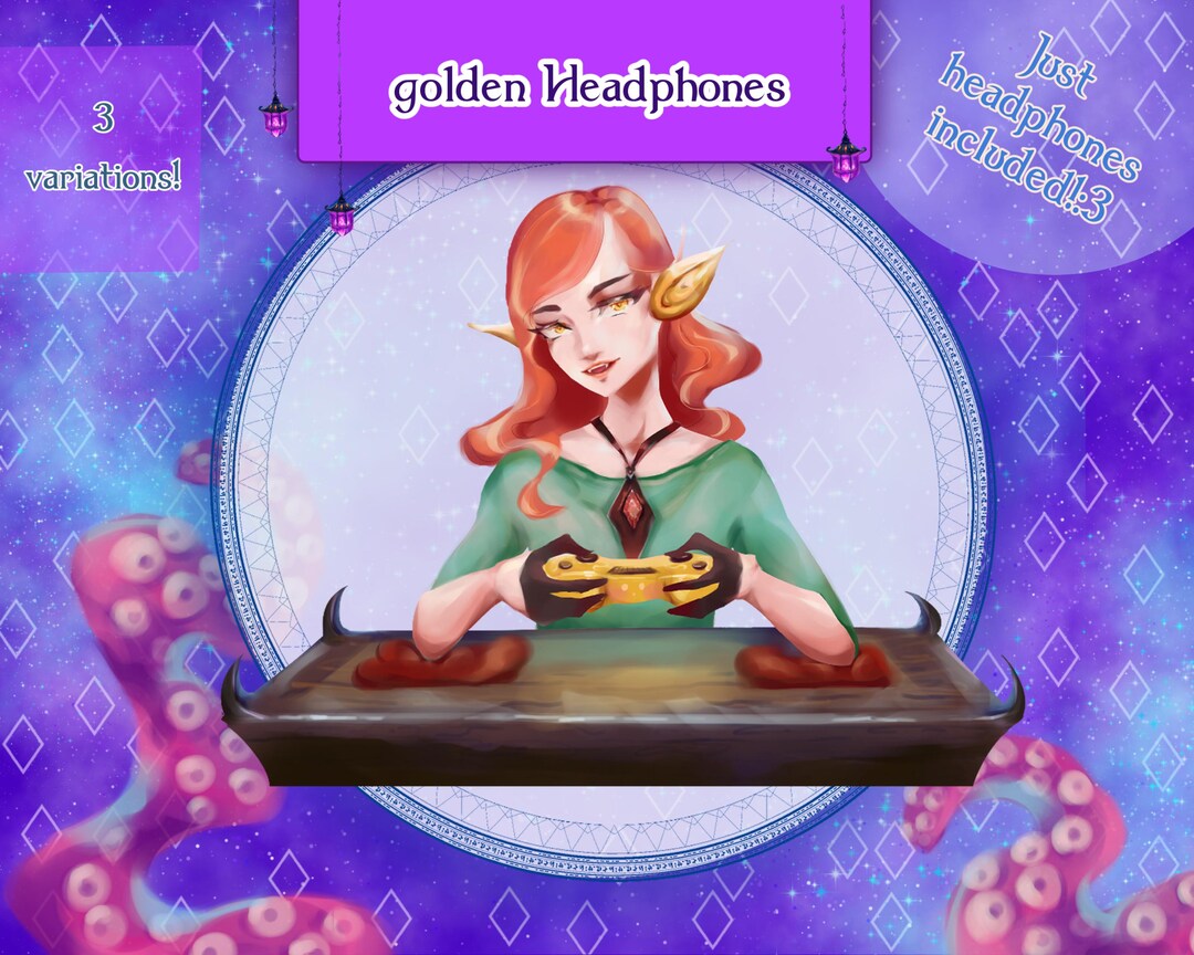 Golden Headphones for Pngtuber Asset Png for Vtuber in Obs, Vtuber ...