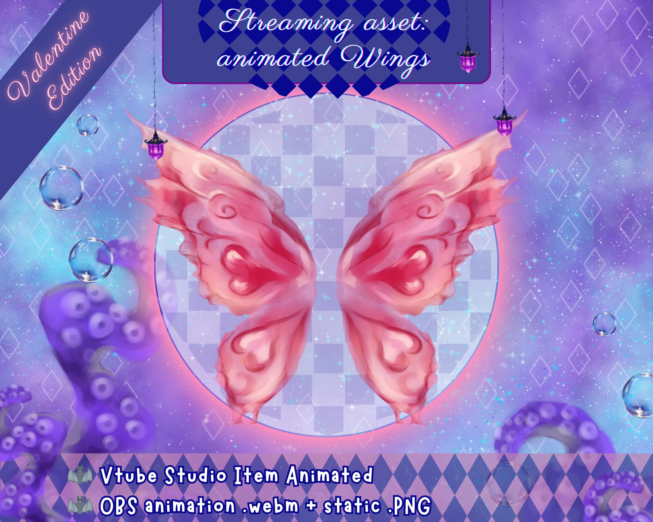 Animated Wing Vtuber Asset for Vtube Studio Item Cute Pink Butterfly ...