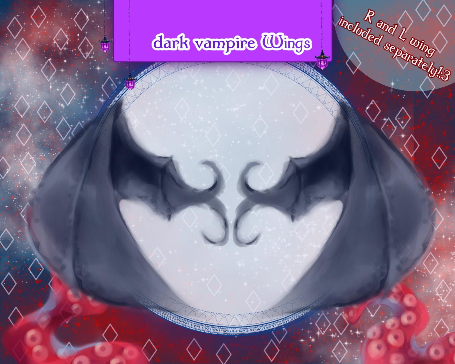 Vampire Wings PNG Emote Gargoyle Wings Subbadge Dark Wings Channelpoint ...