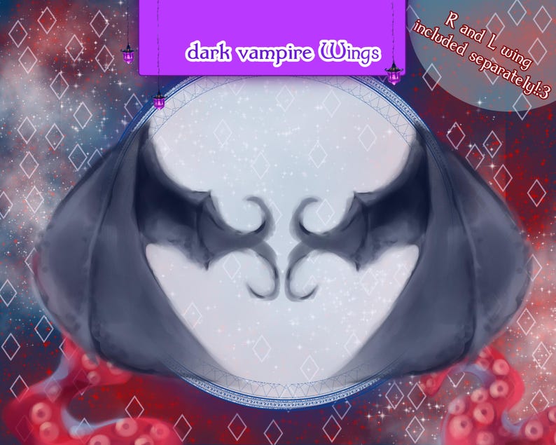 Vampire Wings PNG Emote Gargoyle Wings Subbadge Dark Wings Channelpoint ...