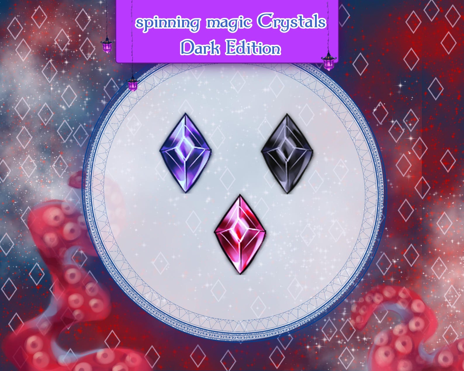 Animated Dark Gems Emote for Streaming as Sub Badge, Channel Point, Emote Gemstone Animation for ...