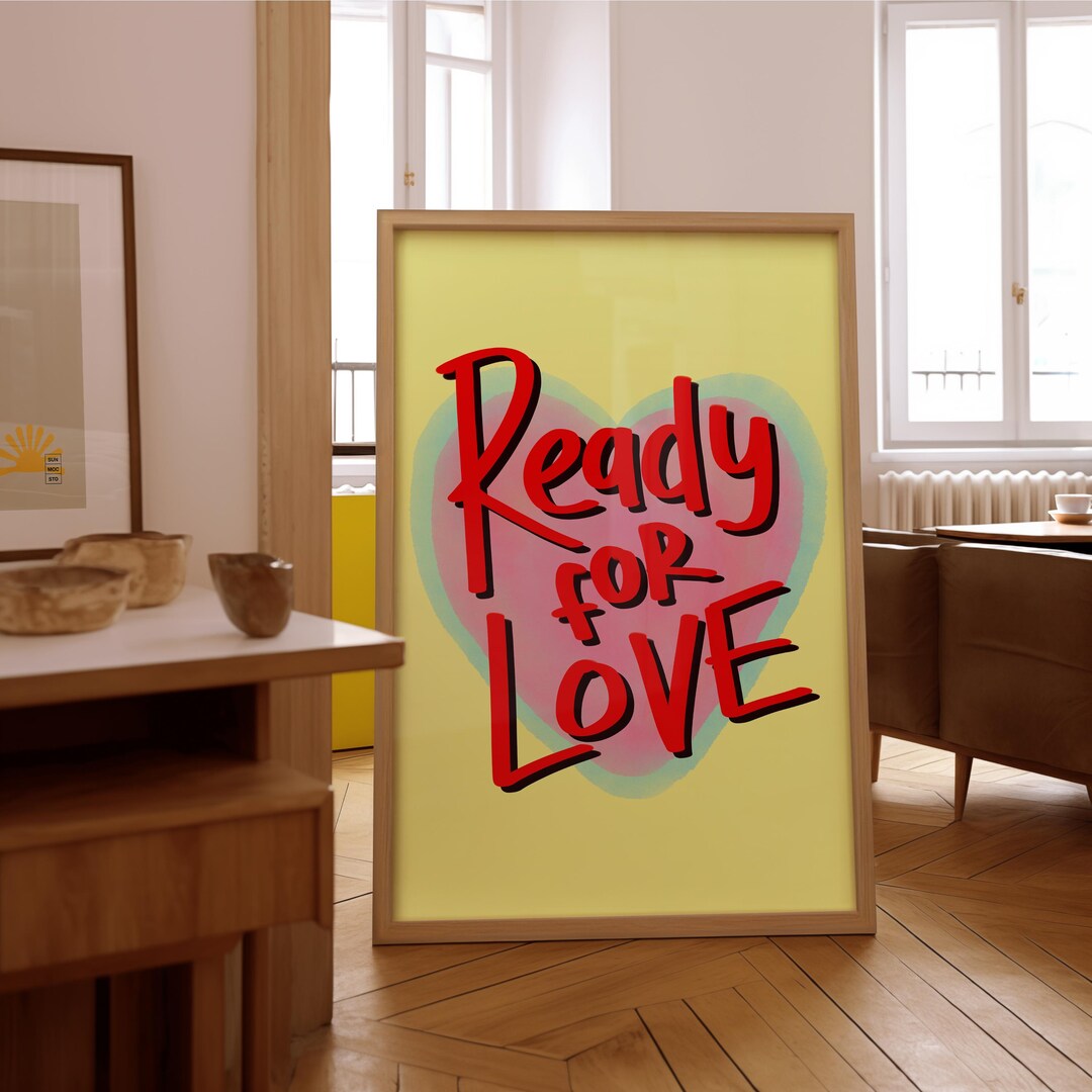 Ready for Love Printable Wall Art, Retro Fun Valentine’s Day Poster ...