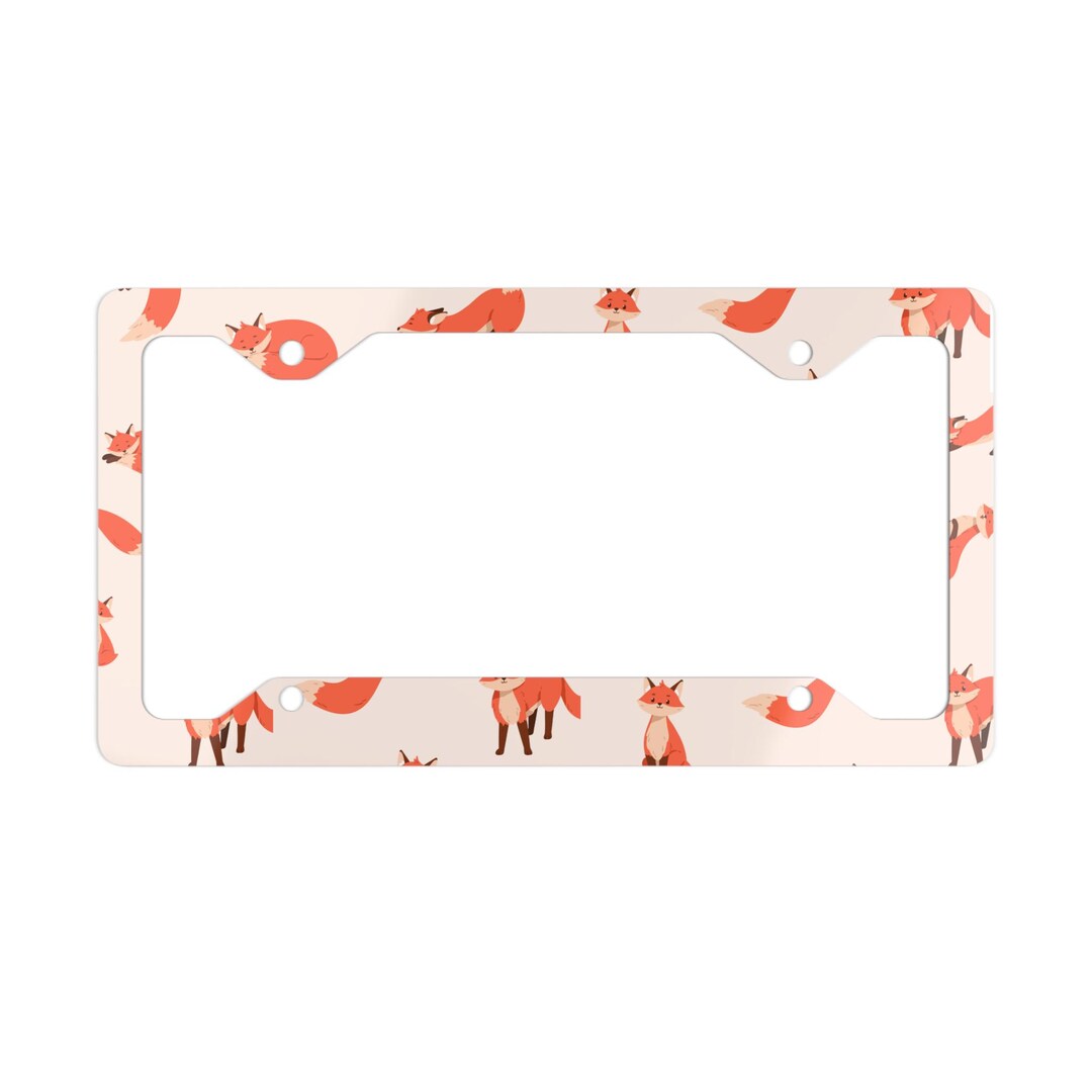 Whimsical Fox License Plate Frame, Cute Animal Car Decor, Nature Lover ...