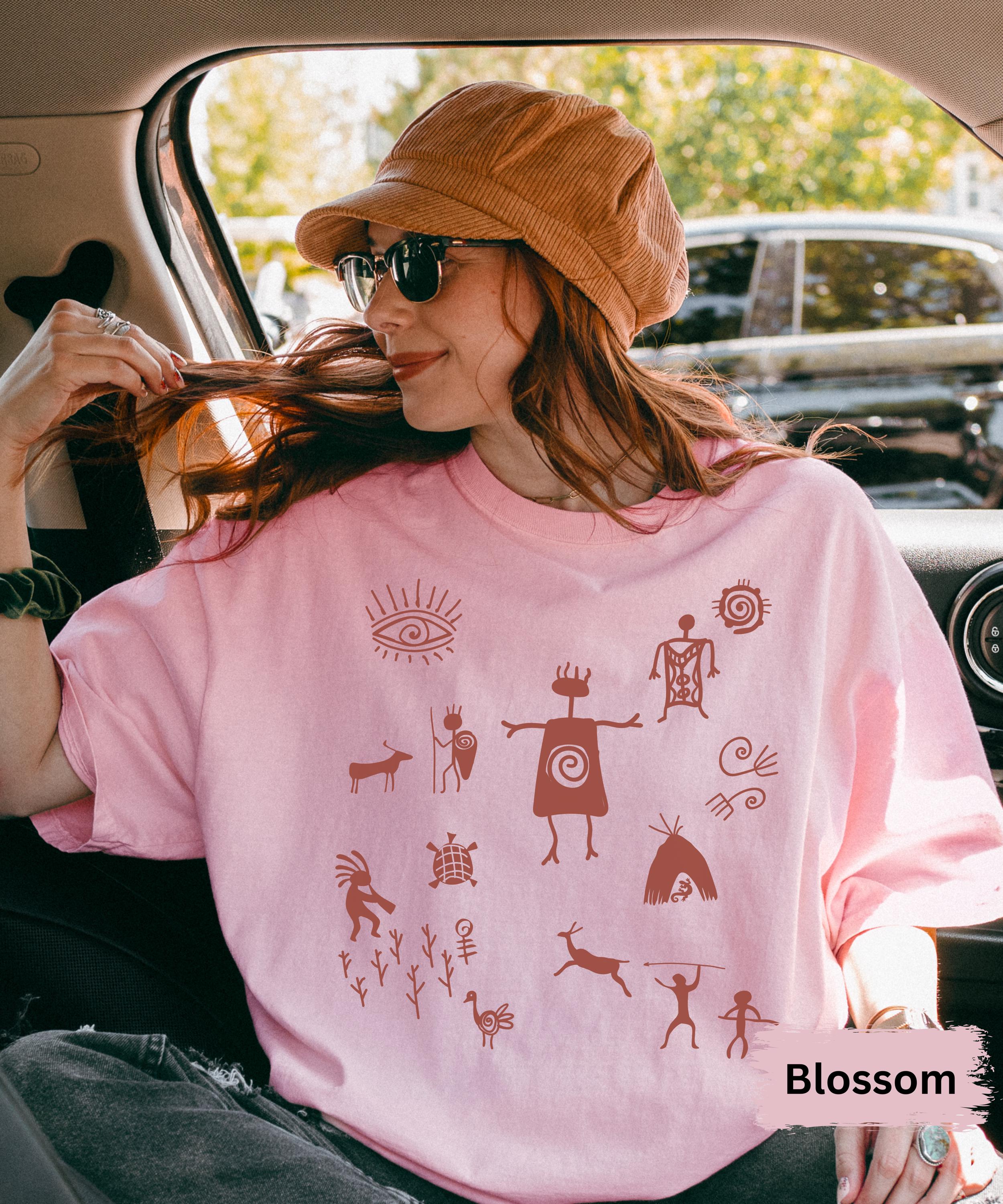 Ancient Cave Art T-shirt, Tribal Petroglyph Tee, Prehistoric Symbols ...