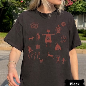 Ancient Cave Art T-shirt, Tribal Petroglyph Tee, Prehistoric Symbols ...