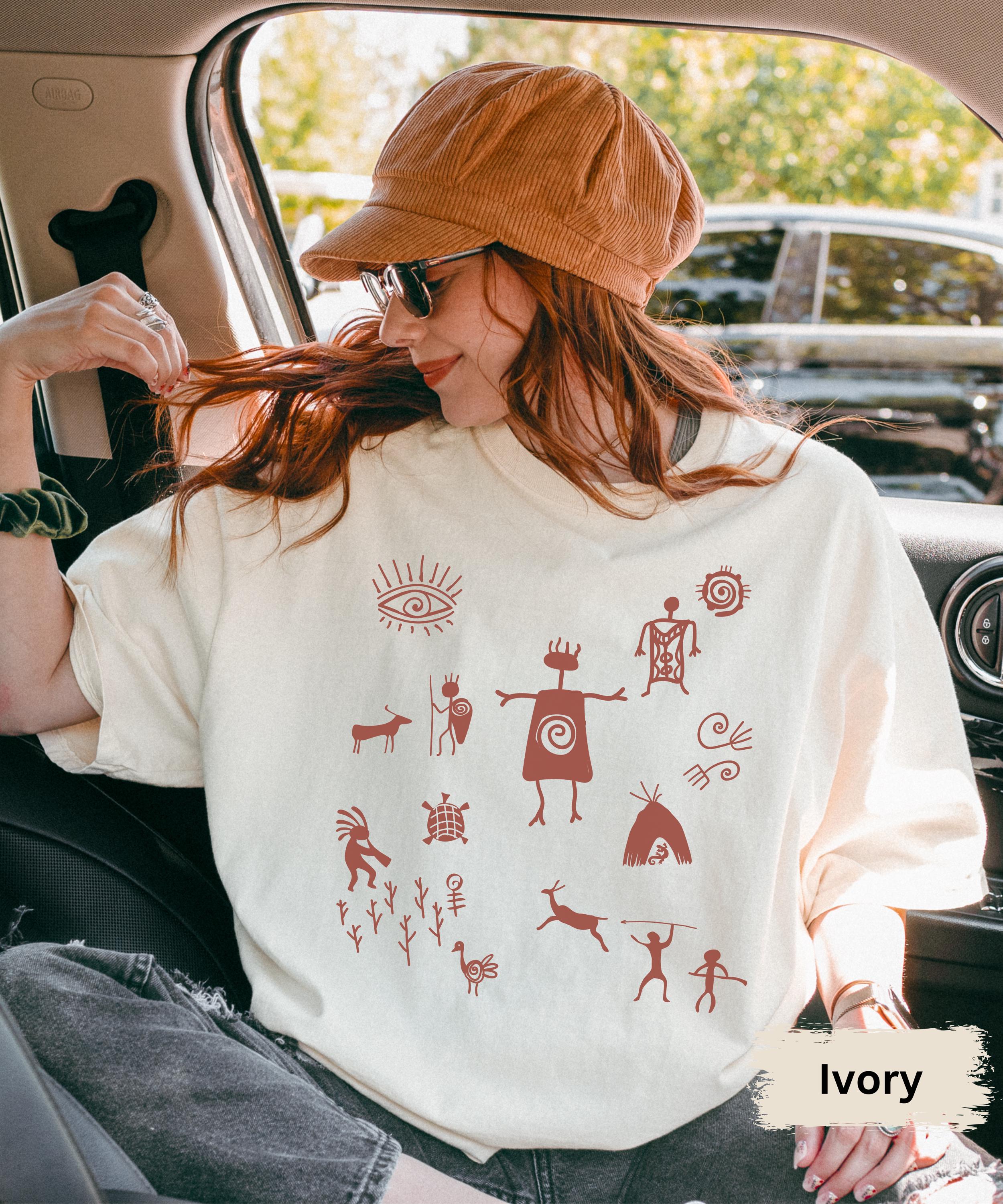 Ancient Cave Art T-shirt, Tribal Petroglyph Tee, Prehistoric Symbols ...