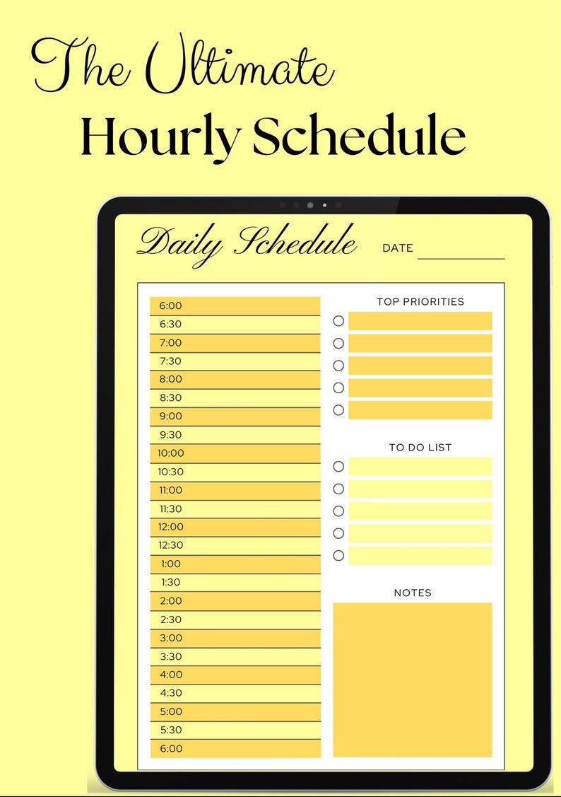 Printable Daily Schedule Template -5 Colors - Etsy