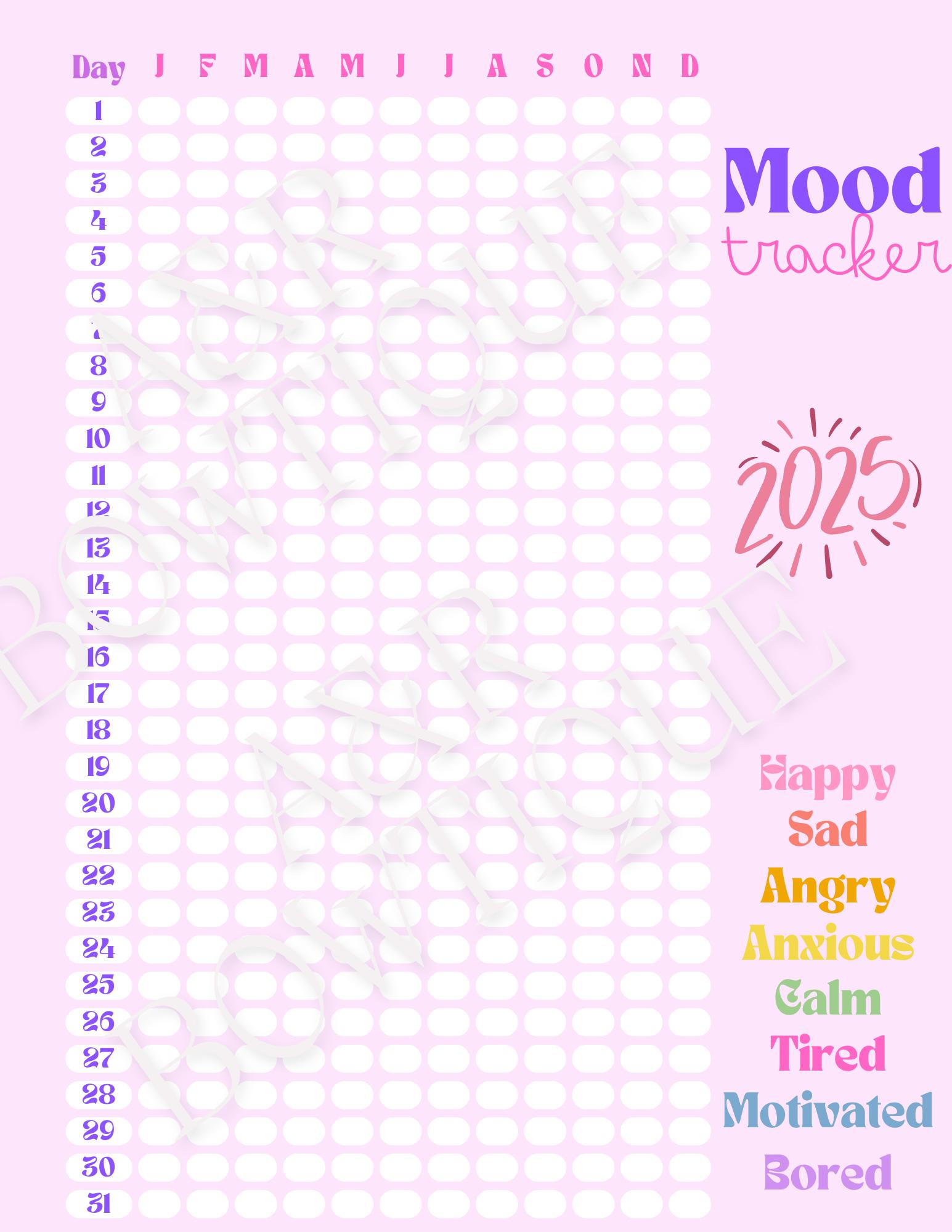 2025 Mood Tracker Printable Mental Health Planner Daily Mood Log ...