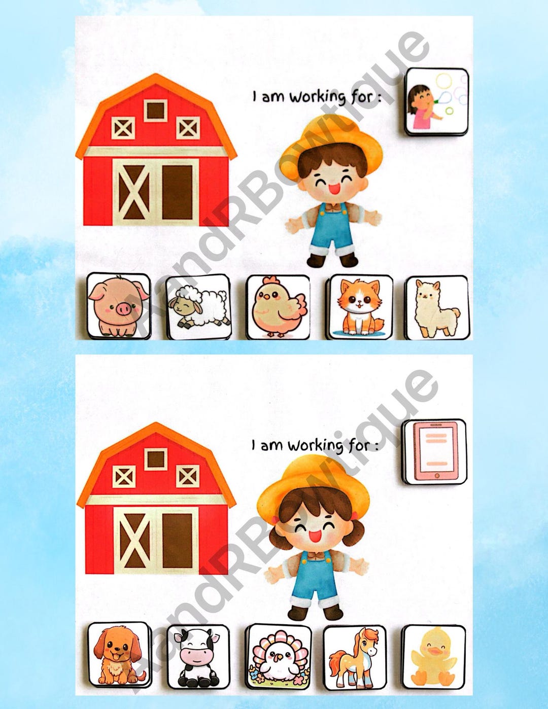 Farm Animal Token Board - ABA - Etsy