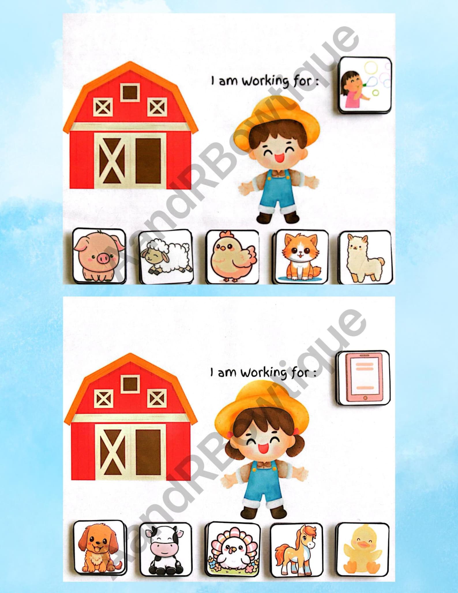 Farm Animal Token Board - ABA - Etsy