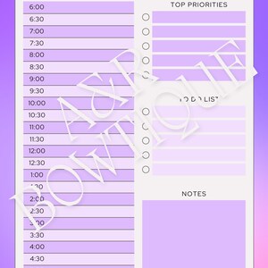 Printable Daily Schedule Template -5 Colors - Etsy