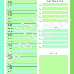 Printable Daily Schedule Template -5 Colors - Etsy
