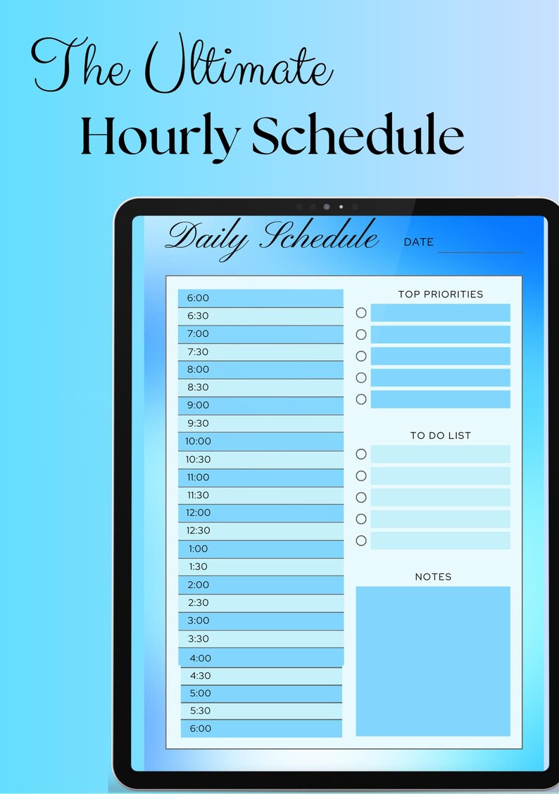 Printable Daily Schedule Template -5 Colors - Etsy