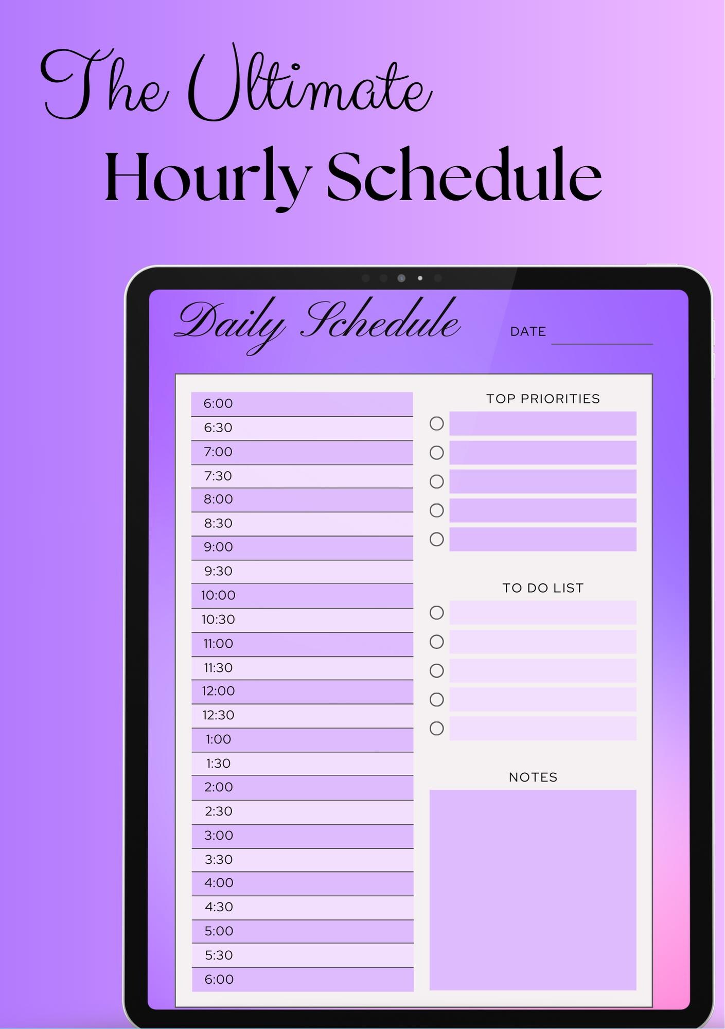 Printable Daily Schedule Template -5 Colors - Etsy