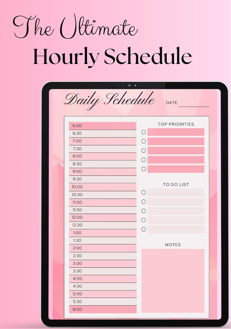 Printable Daily Schedule Template -5 Colors - Etsy
