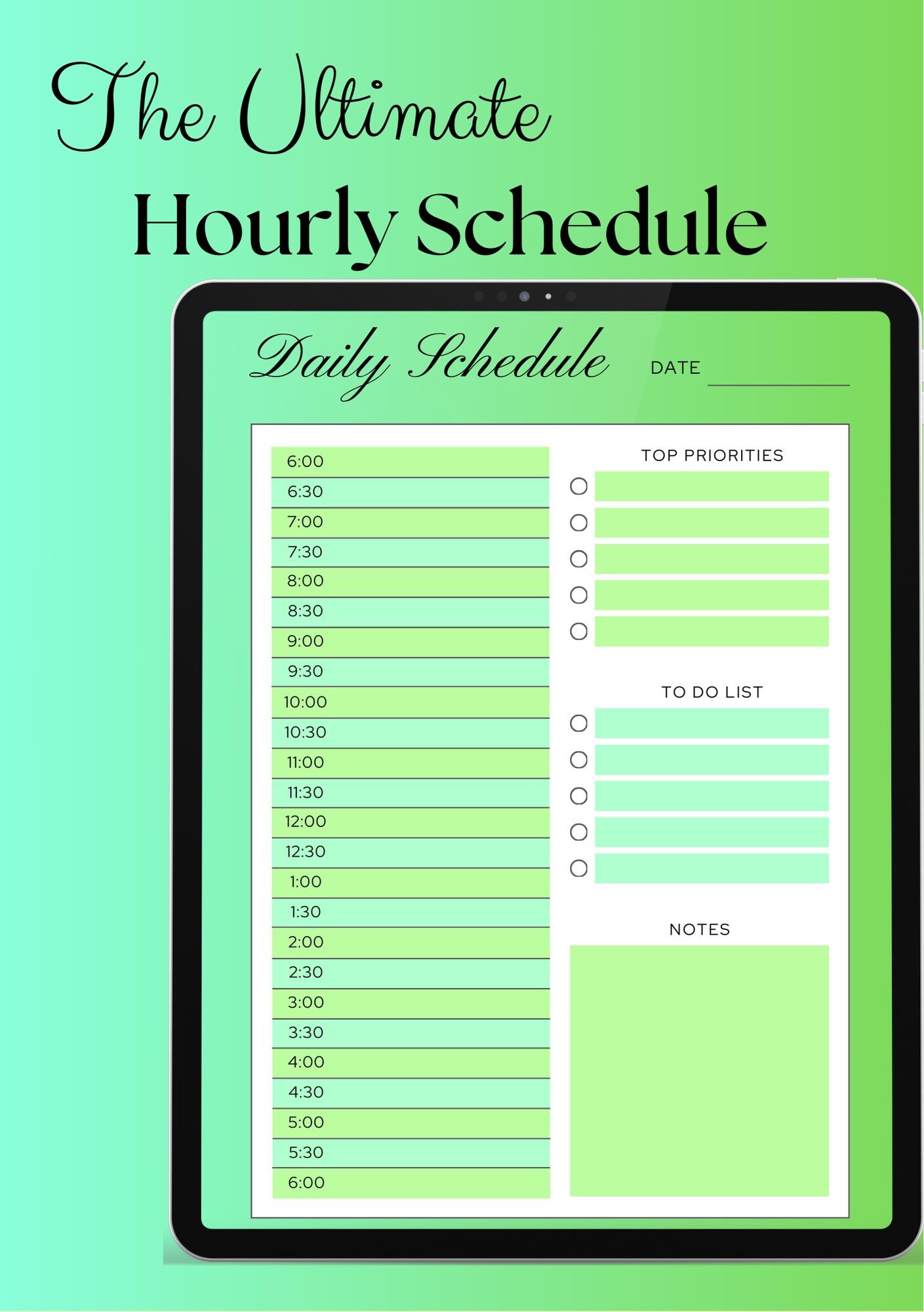 Printable Daily Schedule Template -5 Colors - Etsy