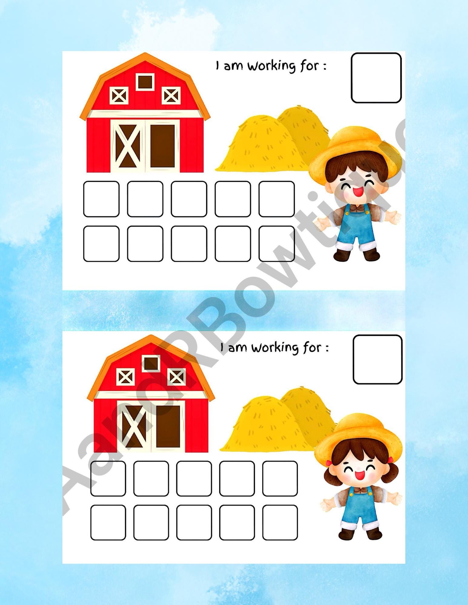 Farm Animal Token Board - ABA - Etsy