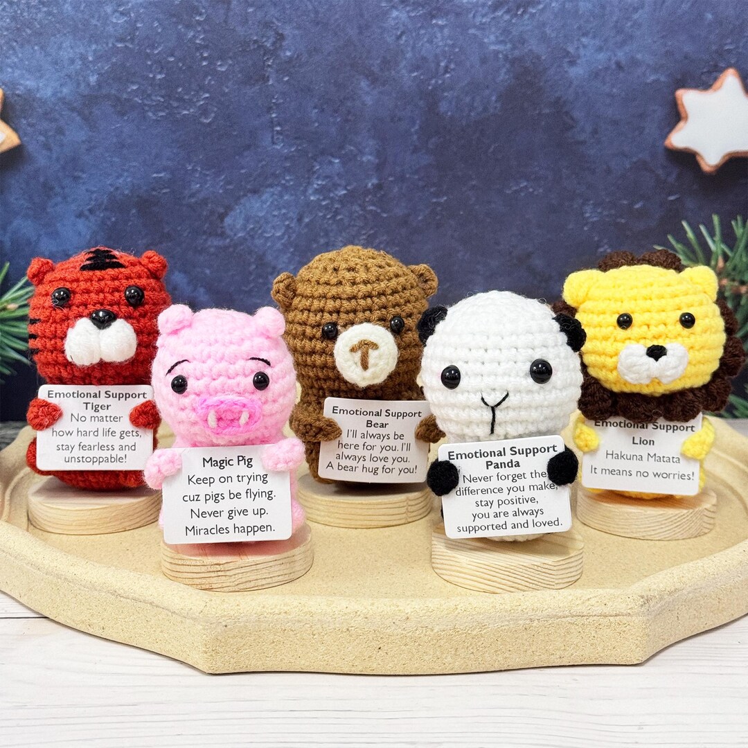 Adorable Crochet Wild Animals Oranments-crochet Tiger/lion/bear/panda ...