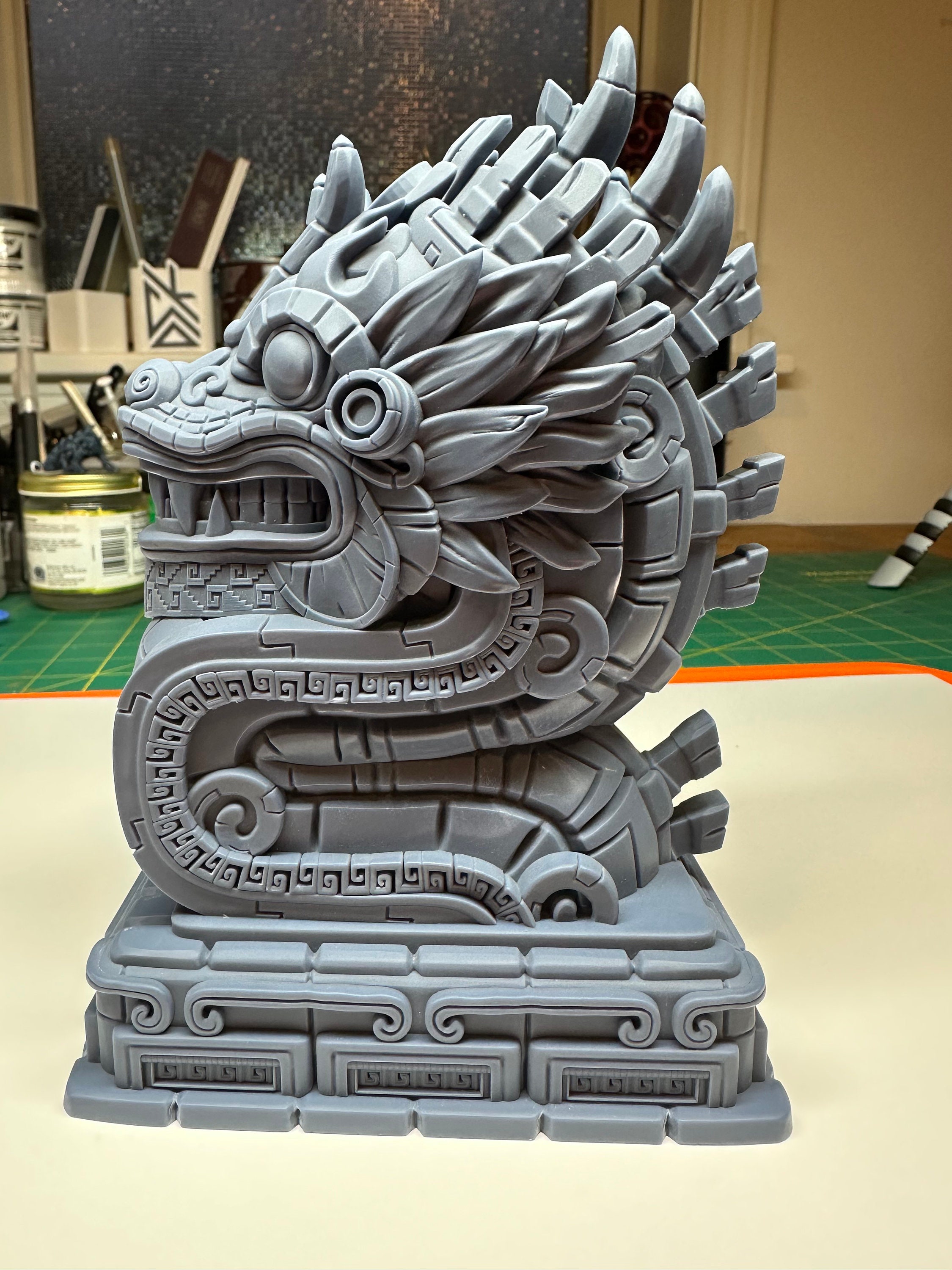 Aztec Dragon Bust pre Supported and Unsupported, Stl File 3D Printing ...