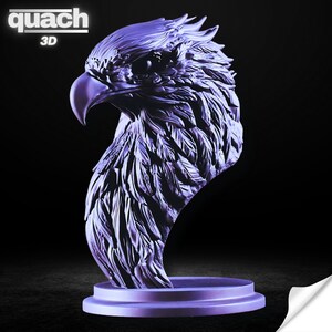 Bald Eagle Bust (pre Supported and Unsupported), Eagle Stl File 3D ...