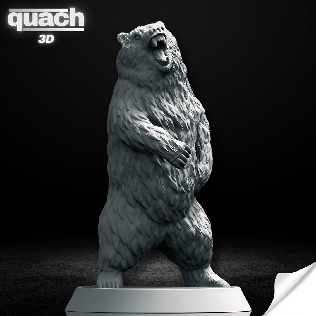 Dire Bear Figure (pre Supported and Unsupported), Stl File 3D Printing ...