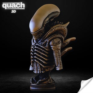 Xenomorph Bust (pre Supported and Unsupported), Predator Stl File 3D Printing, Alien Stl 3D ...