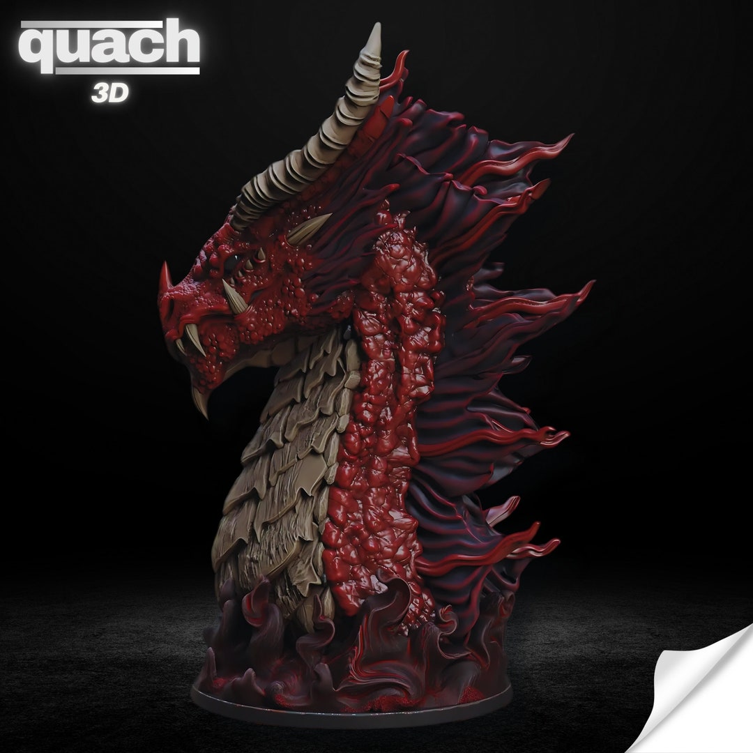 Elder Red Dragon Bust (pre Supported and Unsupported), Stl File 3D ...