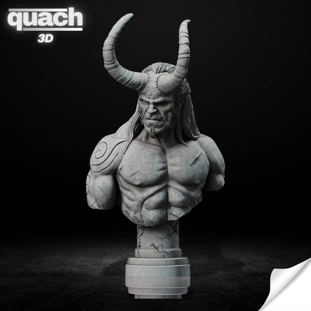 Hellboy Bust (pre Supported and Unsupported), Hellboy Stl File 3D ...