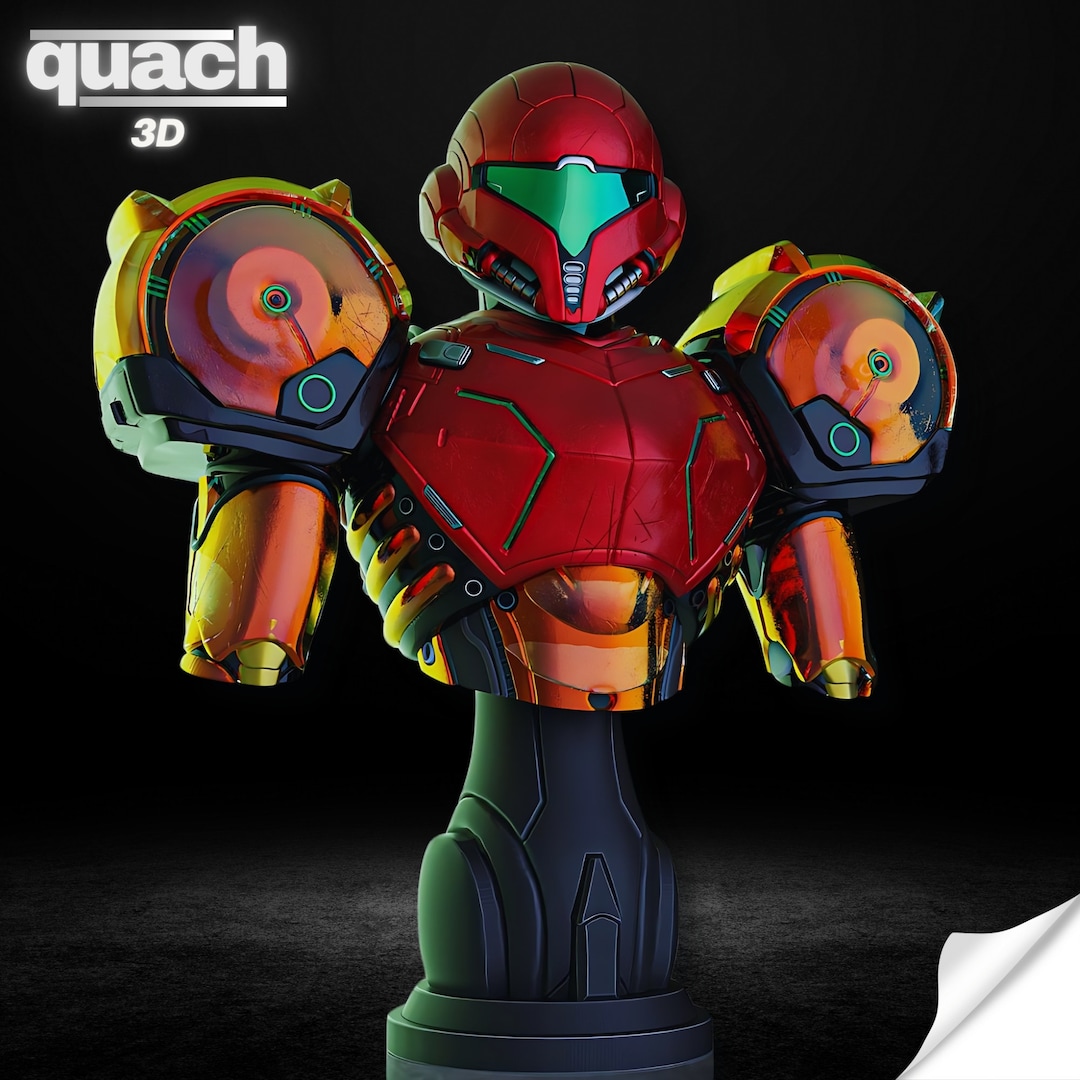 Samus Aran Bust (pre Supported and Unsupported), Samus Aran Stl File 3D ...