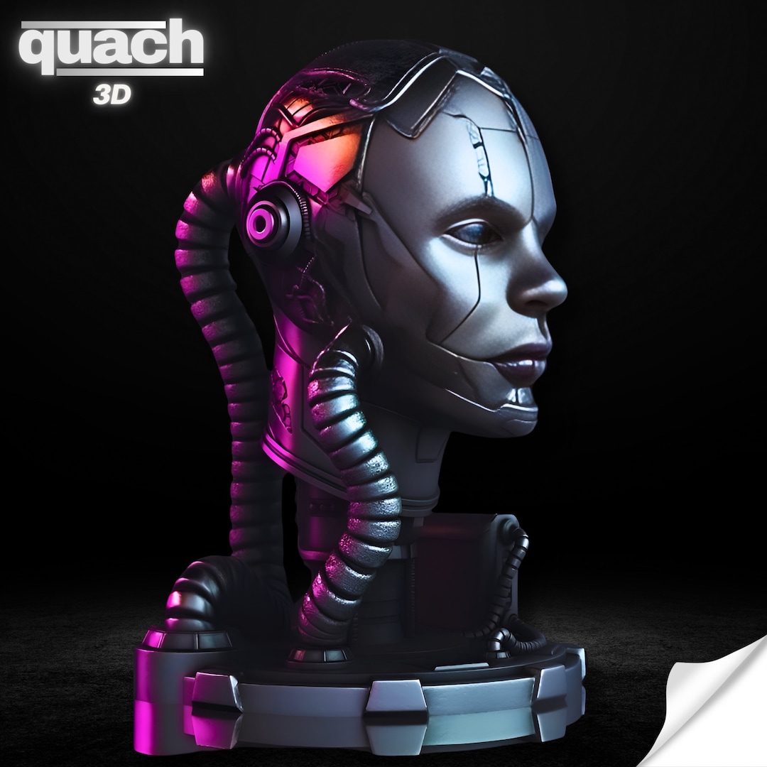 Cyborg Bust (pre Supported and Unsupported), Cyborg Stl File 3D ...