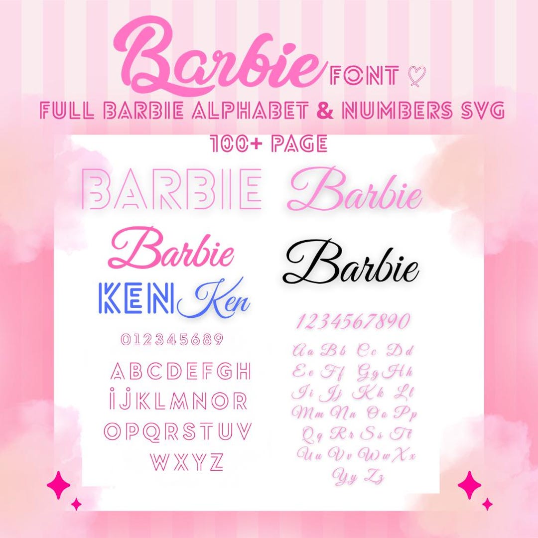 Barbie Font SVG PNG Bundle | Full Alphabet and Numbers | Cricut ...