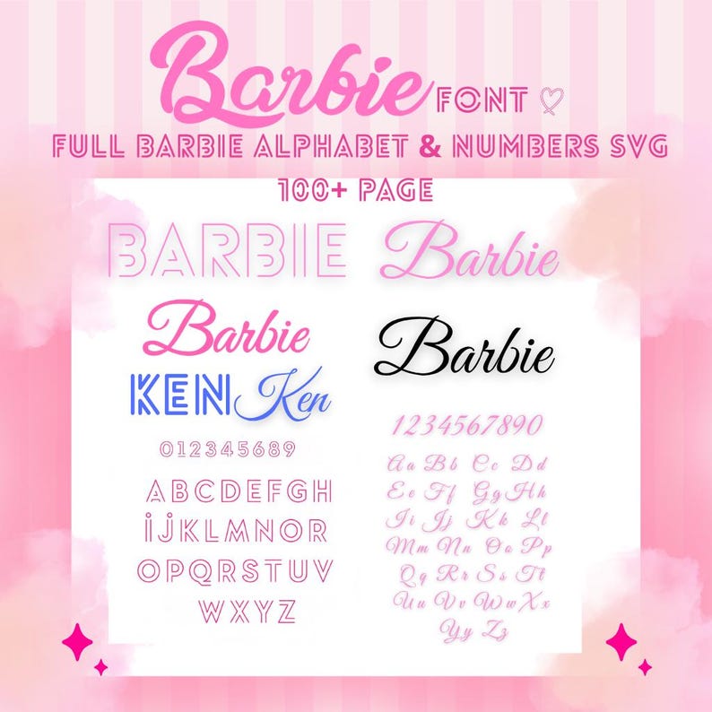 Barbie Font SVG PNG Bundle | Full Alphabet and Numbers | Cricut ...