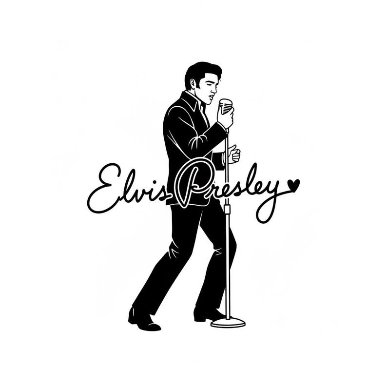 Elvis Presley SVG PNG Bundle: Rock & Roll King Clipart, Retro 50s ...