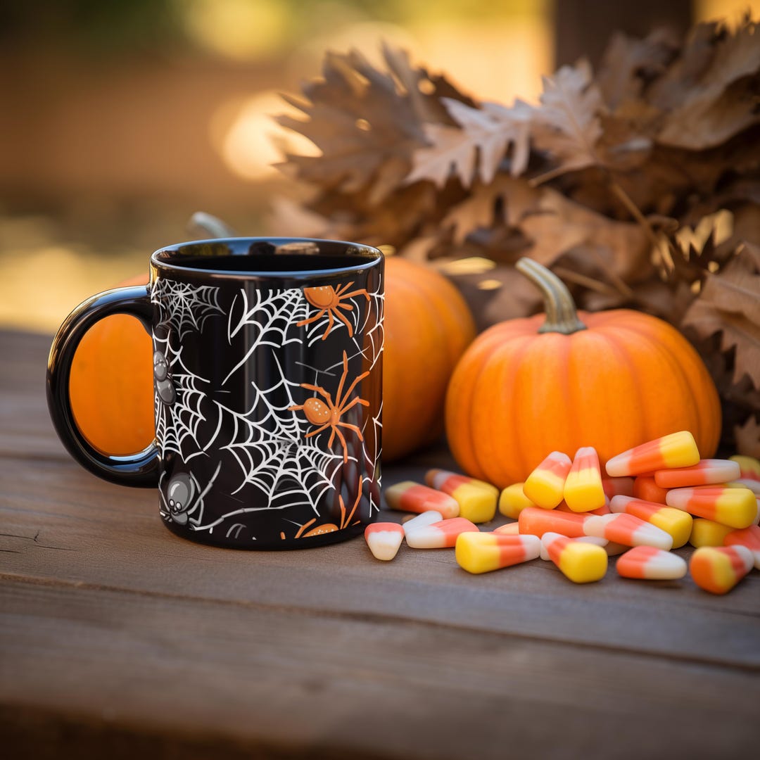 Spider Halloween Mug, Spooky Halloween Mug, Halloween, Ghost Mug ...
