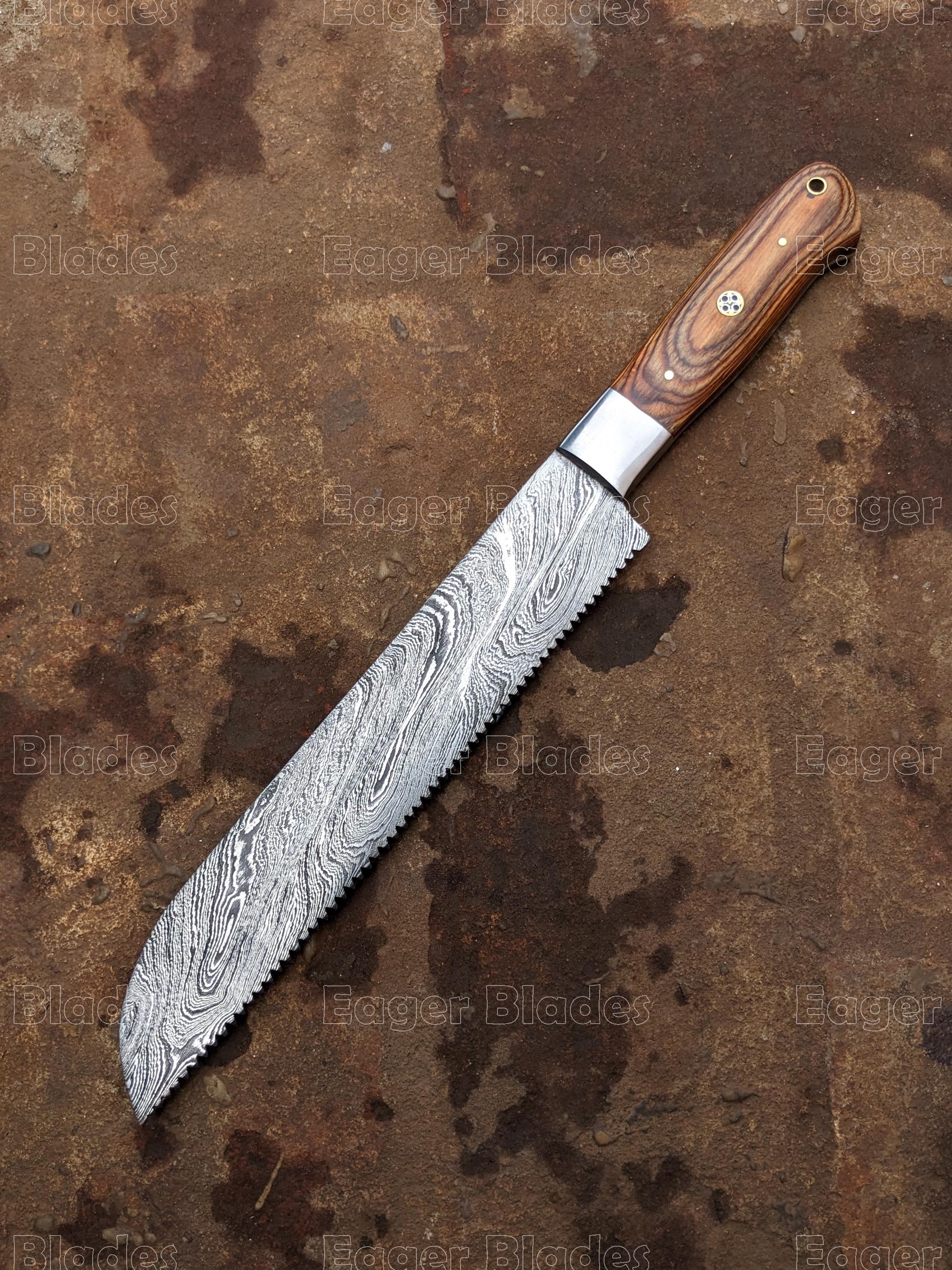 Bread Knife Damascus Steel Hand Forged Full Tang Bread Knife Kitchen ...