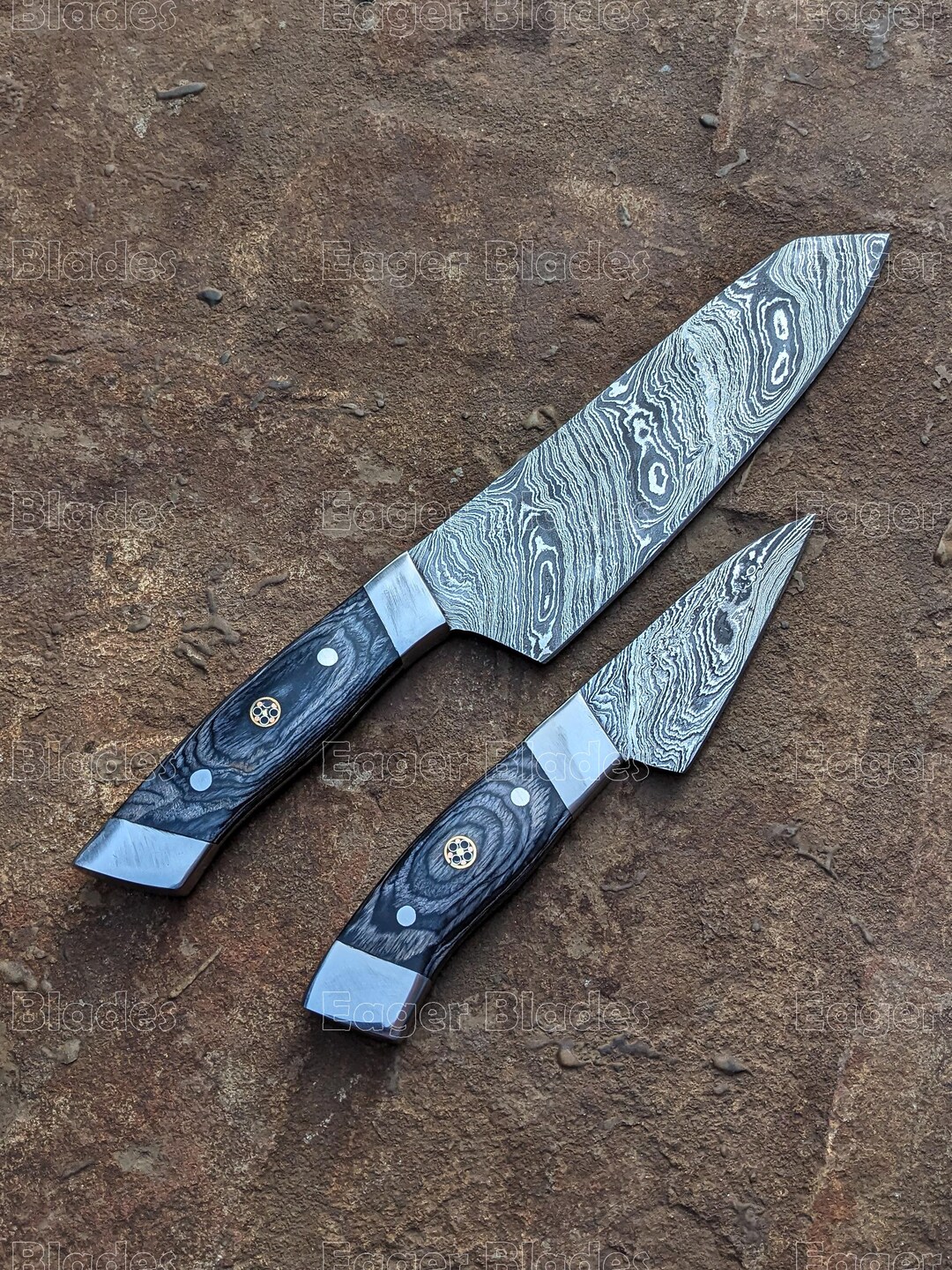 2pcs Hand Forged Damascus Steel Chef Set, Damascus Knife Set Damascus ...