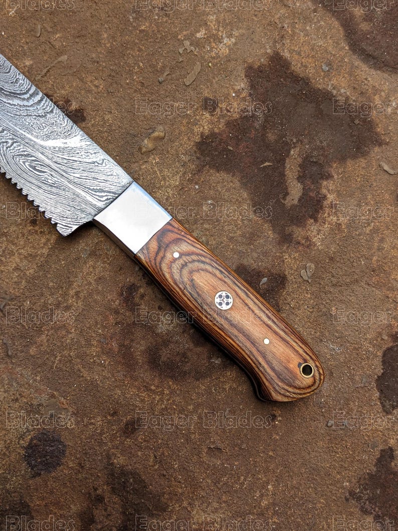 Bread Knife Damascus Steel Hand Forged Full Tang Bread Knife Kitchen ...