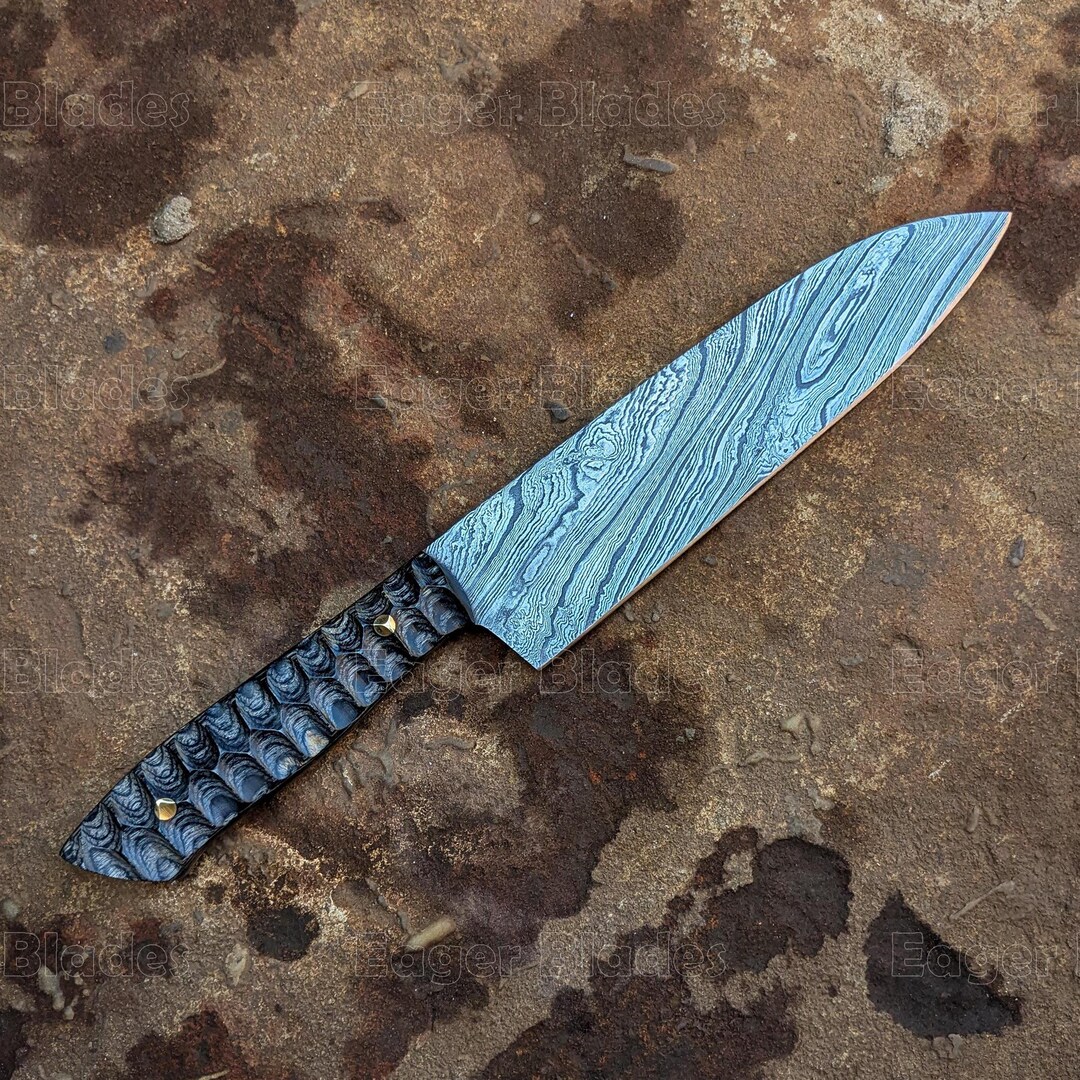 Damascus Steel Knife Hand Forged Kitchen Knives Full Tang Knife Gift ...