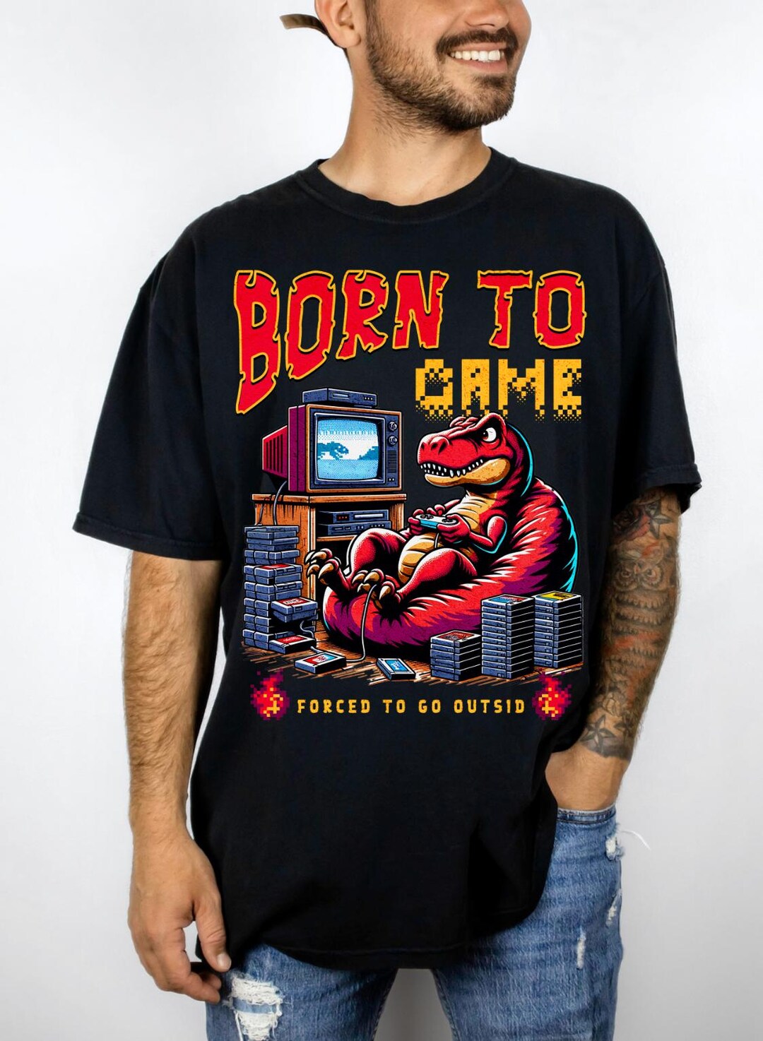 Funny Gaming Graphic Tee, Video Gamer for Kids Boys Teens Shirt, Born ...