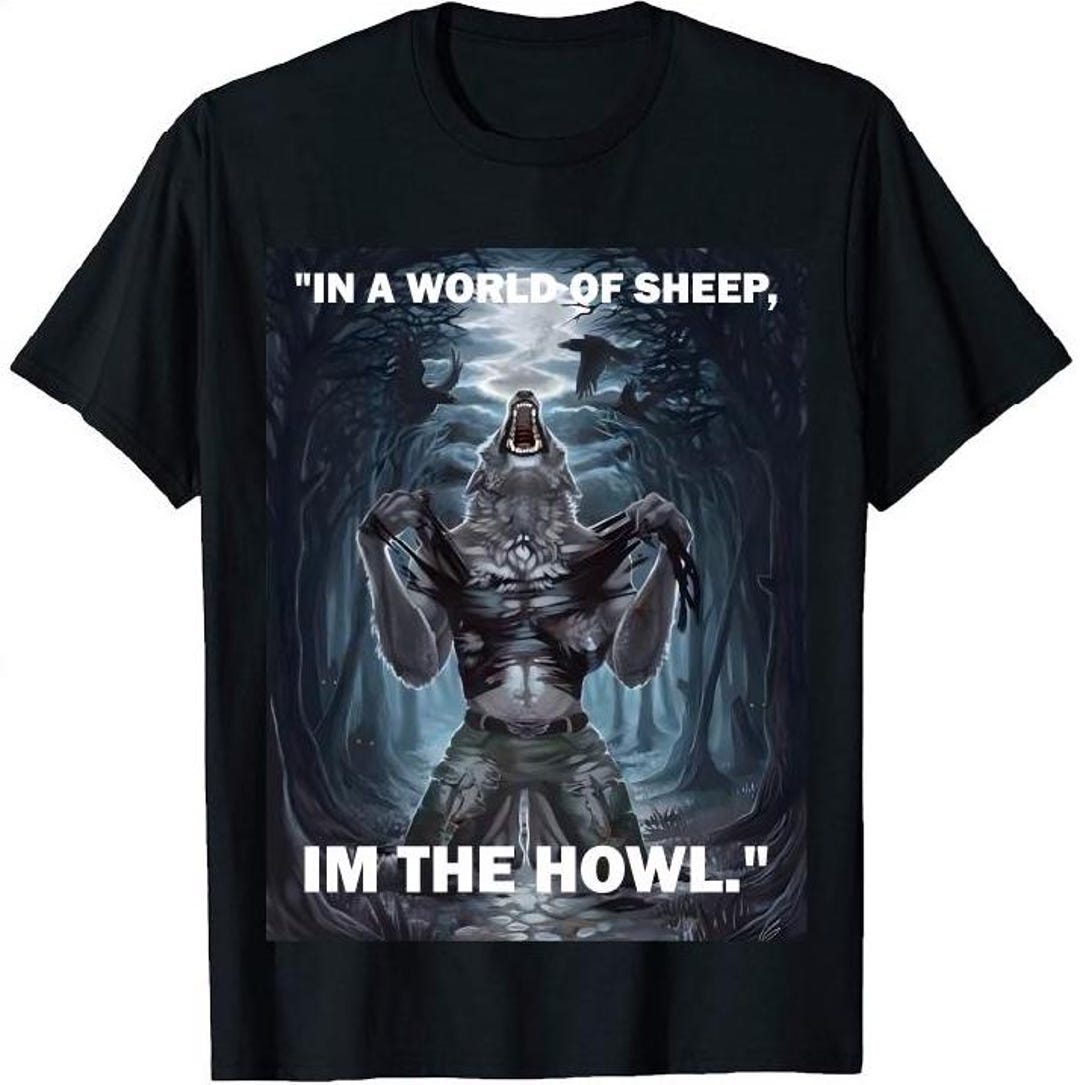 Wolf Ripping Meme Shirt, Ironic Wolf Meme Tshirt, Mewing Meme Tee ...