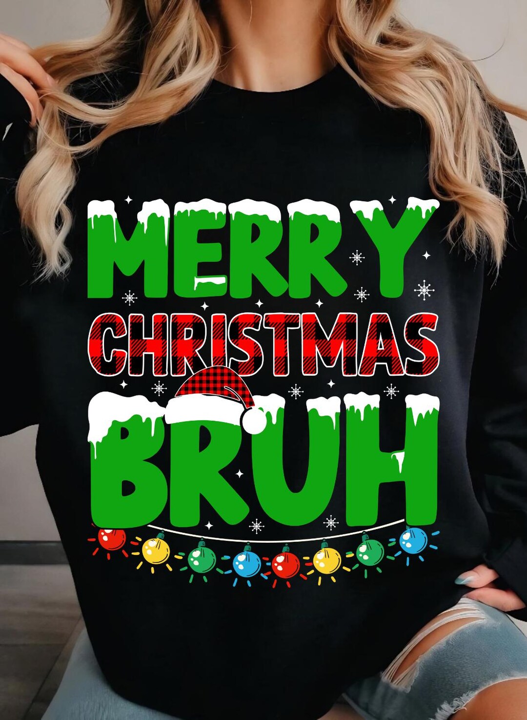 Merry Christmas Bruh Santa Face Sweatshirt, Funny Bruh Santa Sweatshirt ...